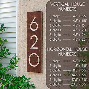 Modern House Numbers for Outside - Horizontal or Vertical Address Sign, 5 Colors, Up to 6 Digits, Address Plaque