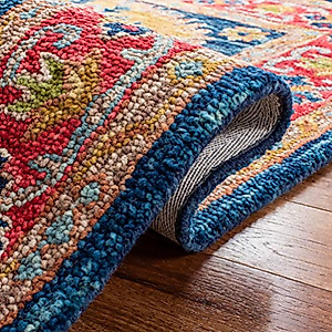 SAFAVIEH Aspen Collection 2'3" x 7' Red/Blue APN523Q Handmade Boho Wool Runner Rug