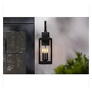 Home Decorators Havenridge 3-Light Matte Black Hardwired Outdoor Wall Lantern Sconce with Clear Glass