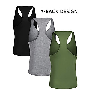 COOFANDY Men's 3 Pack Gym Tank Tops Sleeveless Workout Fitness Tee Y-Back Muscle T Shirts