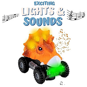 ToyVelt 2021 Edition Dinosaur Pull Back Cars Toys for Kids – 4 Pack Cars Fun Dinosaur Car Set with Exciting Lights, Sounds - Birthday, Christmas, for Boys and Girls Ages 3-10 Years Old