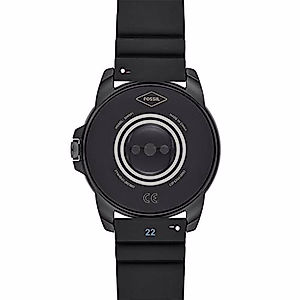 Fossil 44mm Gen 5E Stainless Steel and Silicone Touchscreen Smart Watch with Heart Rate, Color: Black (Model: FTW4047)
