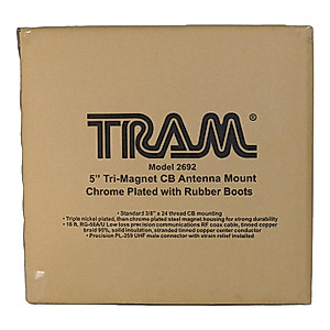 Tram® 5-Inch Tri-Magnet CB Antenna Mount with Rubber Boots and 18-Foot RG58A/U Coaxial Cable, Silver