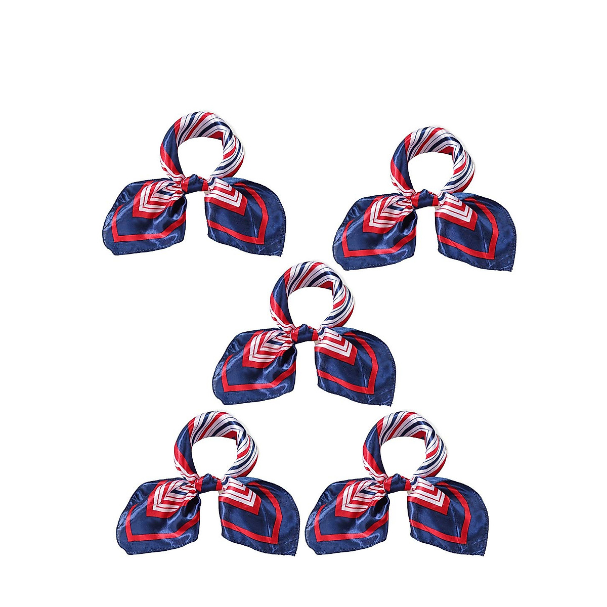 uxcell K75 Women Infinity Geometric Prints Square Shaped Neck Scarf Red Blue 5 Pack