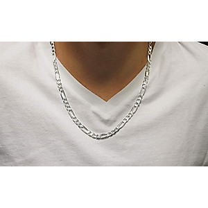 Verona Jewelers 7MM 925 Sterling Silver Classic Figaro Chain - Italian Necklace Figaro Chain (24)