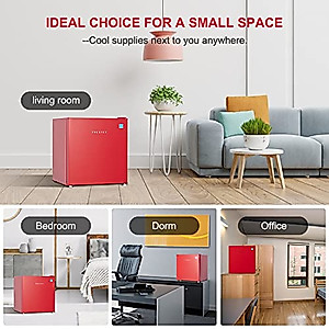 Frestec 1.6 Cu' Mini Refrigerator, Small Refrigerator, Mini Fridge with Freezer, Compact Refrigerator, Red (FR 160 RED)