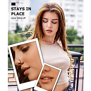 LOYALLOOK 18Pcs 20G 316L Stainless Steel Nose Ring Hoop Cartilage Hoop Septum Piercing 6mm,8mm,10mm