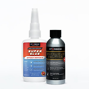 STARBOND Premium XL Speed Series "Thin" Super Glue, Super Fast Drying Time (3-5 Seconds), 56 Grams and 2 oz. Glue Remover [Bundle]