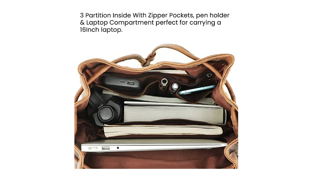 Buffalo Hunter Leather Backpack for College & Travel
