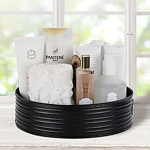 Autumn Alley Farmhouse Bath Caddy for Shower – Toiletries Countertop Organizer for Bathroom – Industrial Chic Décor – Black Accessories – Toilette Label Adds to Rustic Charm (Aged Black), Large