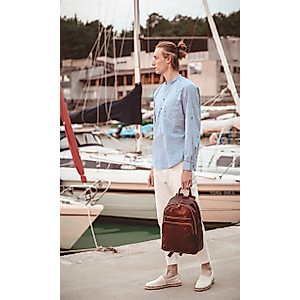 Time Resistance Leather Backpack Vintage Rucksack Purse for Laptop