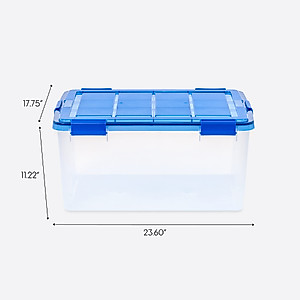 Iris 4Pack 62qt WEATHERPRO Airtight Plastic Storage Bin with Lid and Seal and Secure Latching Buckles
