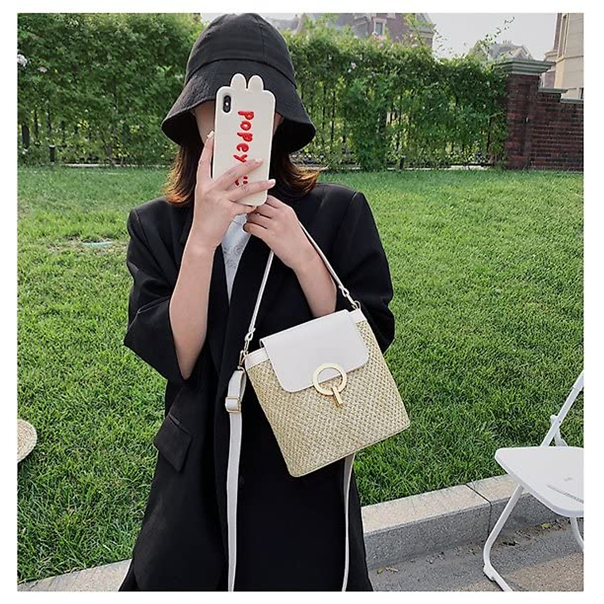 Elegant crochet purse crossbody bags for women purses cross body bag backpack handbags mini small womens backpacks work girls (Beige)