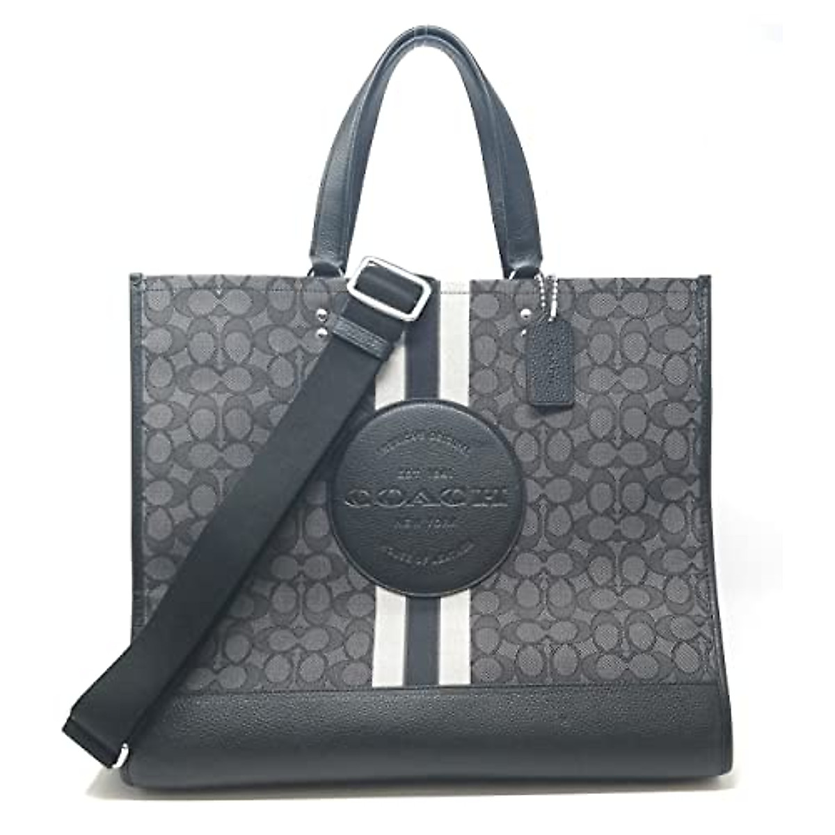 COACH Women's Dempsey Tote 40 In Signature Jacquard With Patch (Black Smoke - Black Multi)