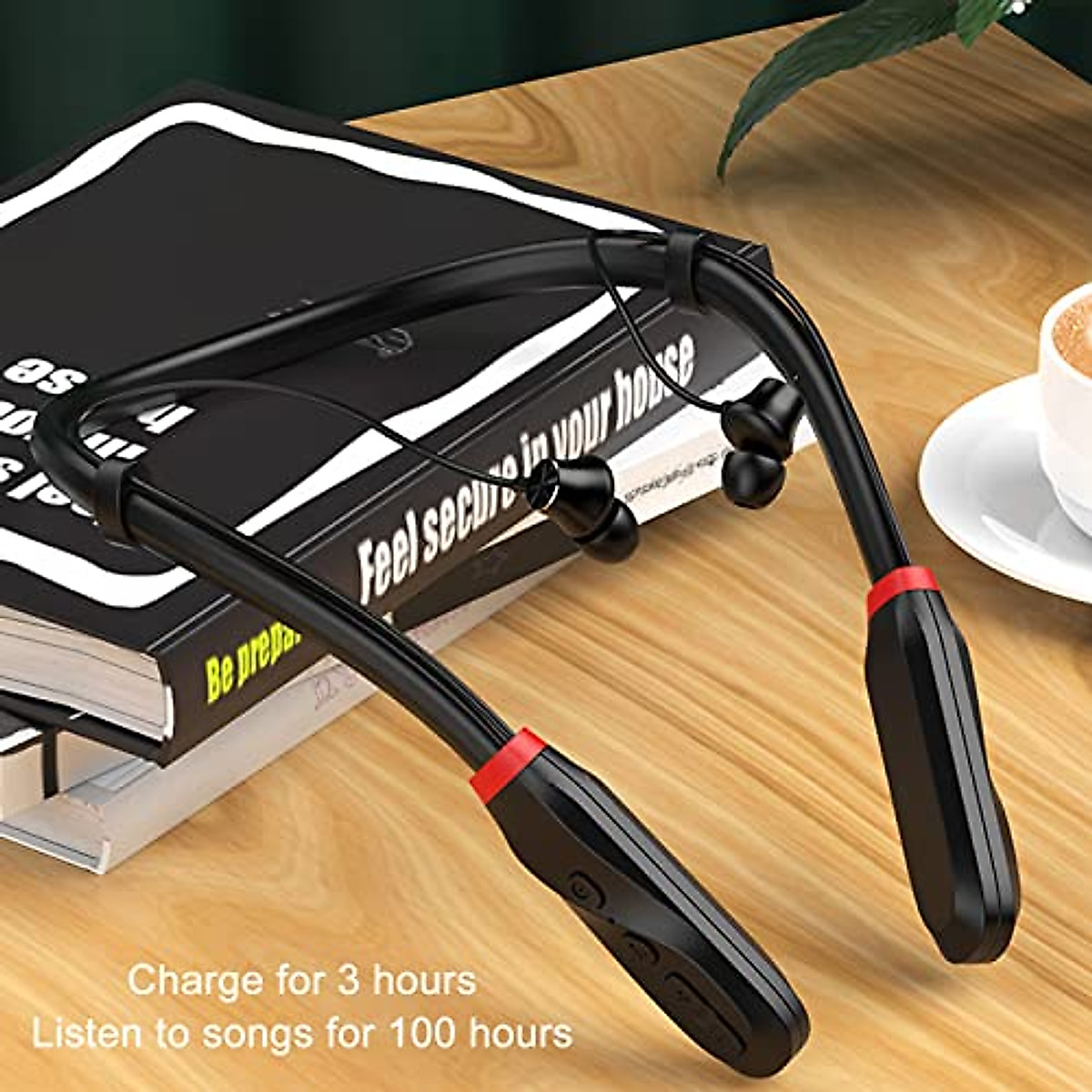 Yunseity Bluetooth Neckband Headphones, Wireless Stereo Noise Cancelling Earphones with 100 Hours Battery Life, Magnetic Lightweight Sports Headset Voice Assistant, for Running Workout