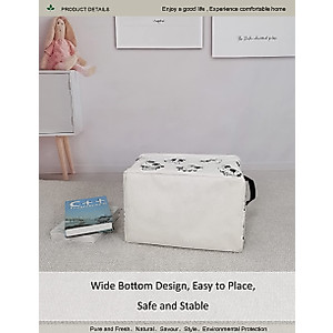 ONOEV Rectangular Folding Laundry Basket,Canvas Basket,Nersury Hamper,Suitable for Children,Office,Bedroom,Clothes,Toys Storage (REC Cow), 14.9’’L ×10.2’’W×9.05’’H inches