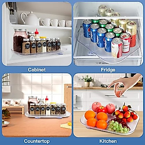 Lazy Susan Turntable Organizer for Refrigerator, Clear Rectangular Rotating Storage Rack Countertop Condiment Storage Spice Organizer for Kitchen, Table, Pantry, Cabinet, Countertop