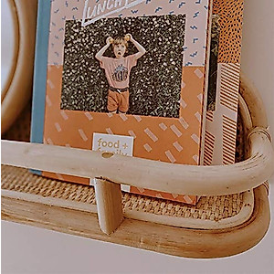 Midoshark Rattan Wall Shelf Floating Shelvs Wall Mounted Wall Decor Accent Wall Shelf