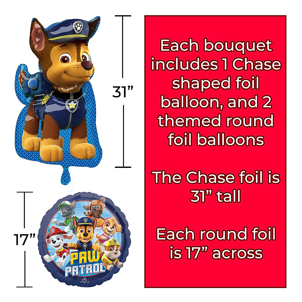 Costume Wizard Customizable 12pc Paw Patrol Birthday Balloon Bouquet - Party Supplies Decoration Bundle - Set of Latex & Foil Helium Balloons