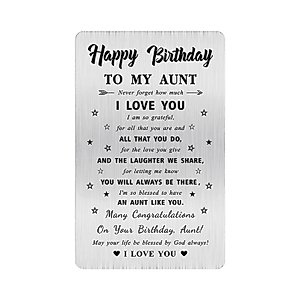 Alotozo Aunt Birthday Card, Happy Birthday Gifts to My Aunt, Auntie Bday Engraved Wallet Card Inserts