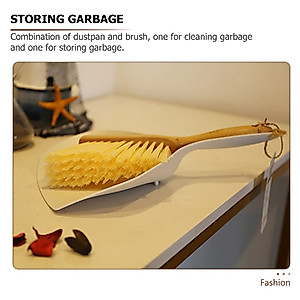 Cabilock 1 Set Desktop Broom Pets House Cleaning Brush Dustpan and Brush Hand Sweeping Brush Mini Broom and Dustpan Plastic Pet Carrier Broom with Dustpan Wooden Counter Household Child