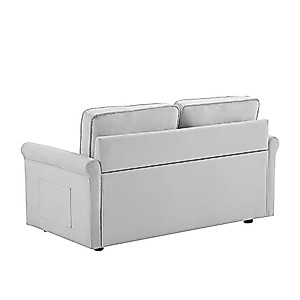 Antetek Loveseat Sleeper Sofa Bed, Modern Velvet Fabric Upholstered Futon Sofa Couch, Twin Floor Gaming Sofa, 54-inch Small Love seat, Foldable Lazy Recliner Sofa for Living Room Apartment, Grey