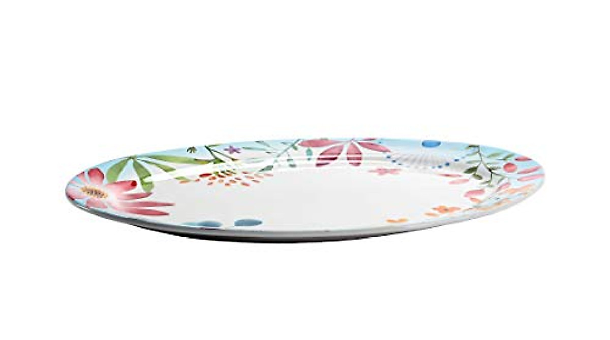 Bico Flower Carnival Ceramic 16-inch Oval Platter - Stylish & Safe Serving