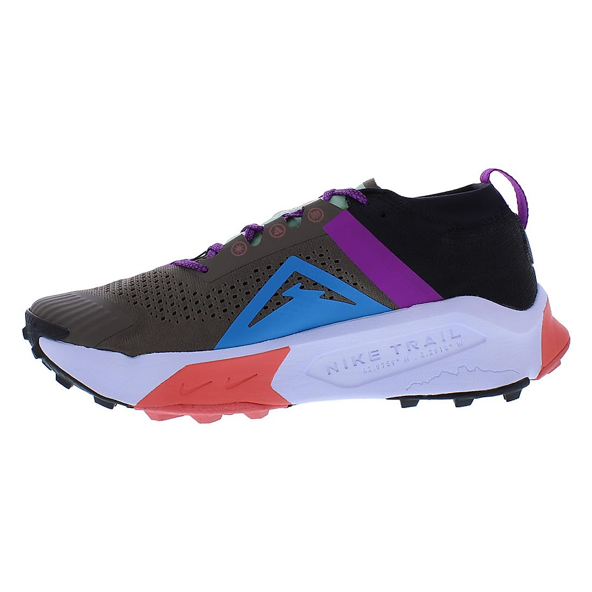 Nike Men's ZoomX Zegama Trail Running Shoe (Ironstone/Vivid Purple/Black/Laser Blue, us_Footwear_Size_System, Adult, Men, Numeric, Medium, Numeric_11_Point_5)