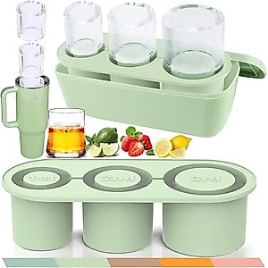 Ice Cube Tray For Stanley Cup 30-40 Oz,Silicone Stanley Ice Mold For Stanley Cup,Cylinder-Shaped Stanley Cup Ice Mold With Lid For Drinks, Coffee And Cocktails,Whiskey,Easy Fill And Release,BPA Free