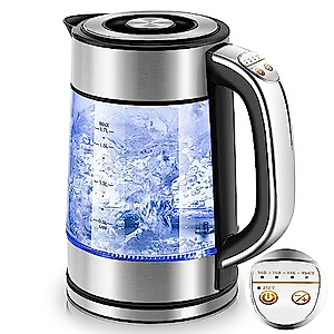 Pukomc Electric Kettle Temperature Control with 5 Presets, 1500W Keep Warm Electric Tea Kettle & 1.7L Hot Water Boiler, Auto-Off & Boil-Dry Protection, BPA Free, Black