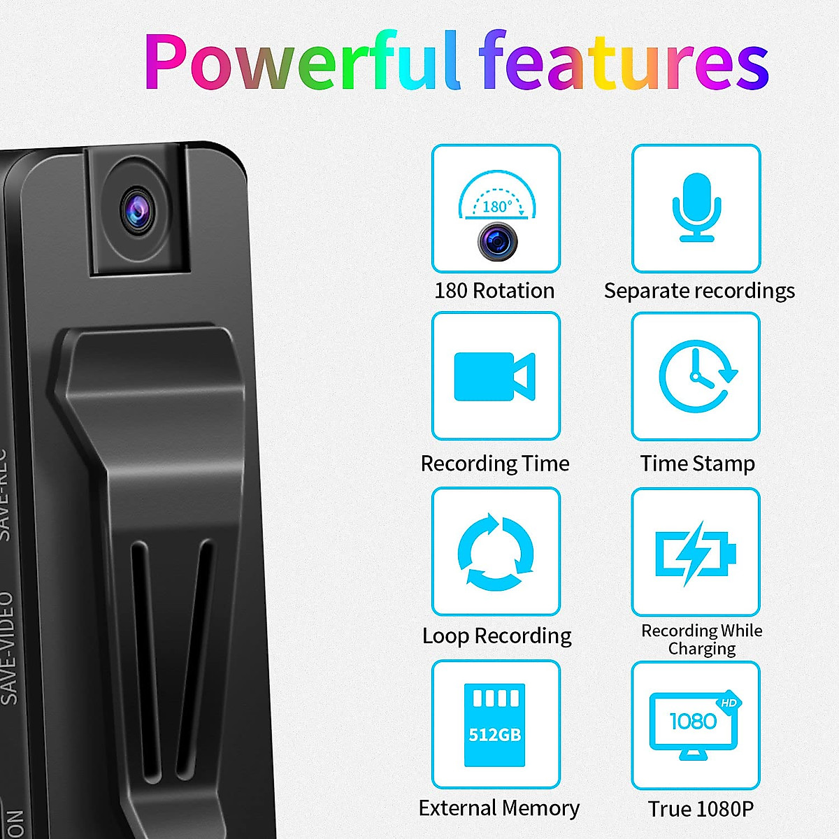 Mini Body Camera,True 1080P Portable Hidden Camera, Personal Pocket Video Camera, Body Cam Small Security Camera with Motion Detection and Night Vision for Office, Security Guard, Home, Bike, Hiking