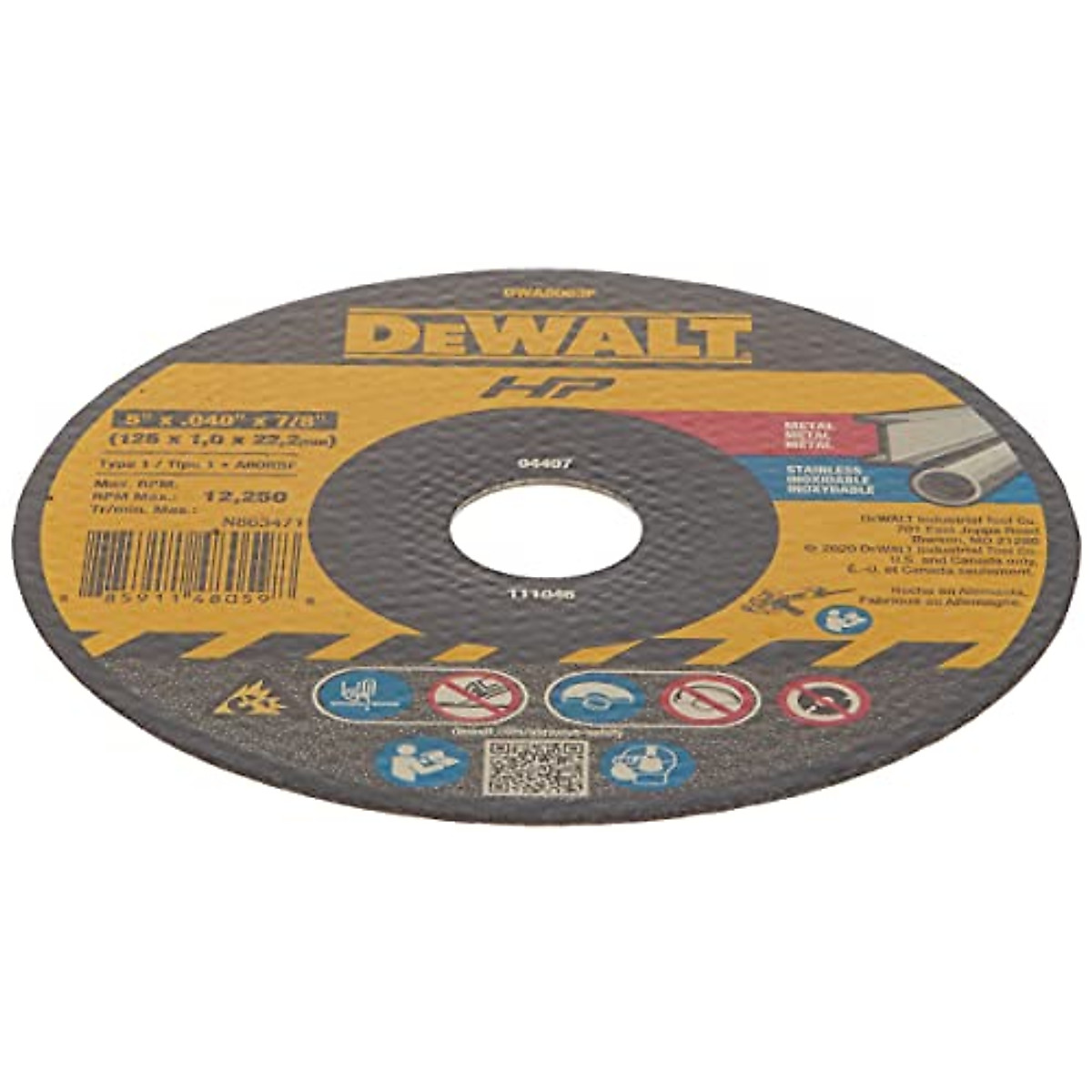DEWALT DWA8063F T1 HP Fast Cut-Off Wheel, 5" x 0.040" x 7/8"