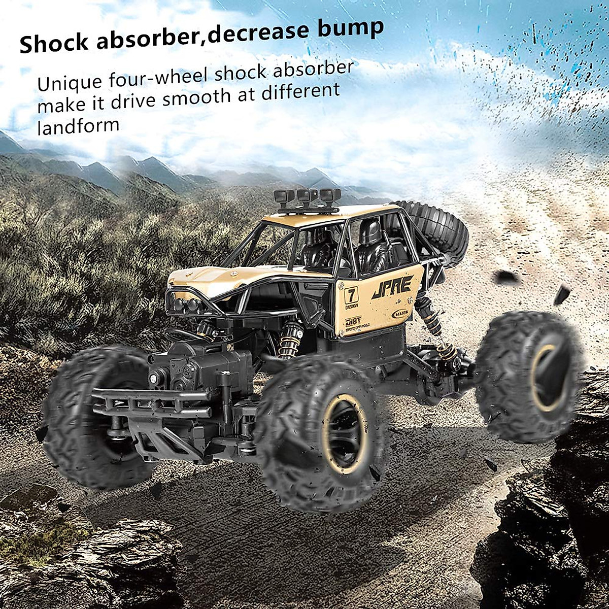 GoolRC 1/16 Alloy RC Car, 2.4GHz Remote Control Buggy, 4WD Off-Road Rock Crawler, 15km/h High Speed Climbling Truck Car RTR for Kids (Silver)