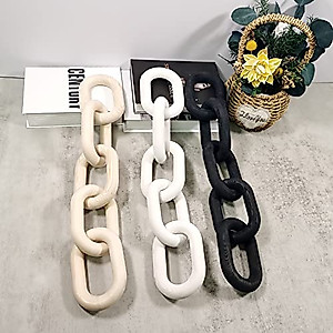 linsuo Decor Wood Knot, Home Shelf Decor, Wood Chain 3 Link Decor, Hand Carved Home Decorations for Living Room, Farmhouse Coffee Table Decor (5-Ring Black)