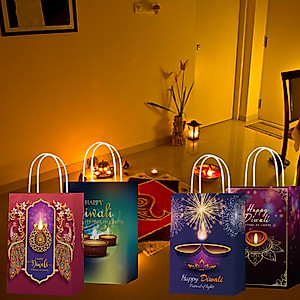 16 Pack Diwali Party Favor Bags Festival of Lights Goodie Gift Bags Diwali Theme Treat Bags Candy Bags for Diwali Party Indian celebration Supplies Decoration