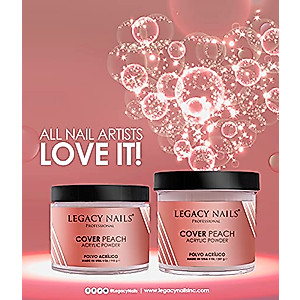 Legacy Nails Professional Cover Acrylic Powder, 4 ounces - Ideal For French Nail Art, Create Nail Art, Nail Extension That Provide a Healthy, Natural Look To Nails (COVER PEACH)