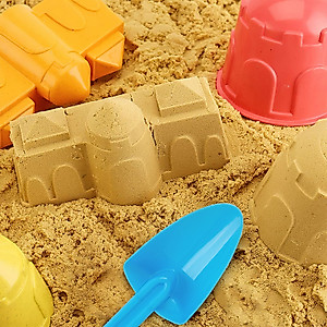 AMOR Present Beach Toys Set 31PCS, Foldable Bucket for Kids Sand Toys, Beach Pails and Collapsible Beach Toys with Castle and Sand Molds for Toddlers