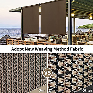 Amagenix Outdoor Roller Shades 8'(W) x 6'(H), Exterior Cordless Patio Shades Roll up Outdoor Blinds for Porch Gazebo, Mocha