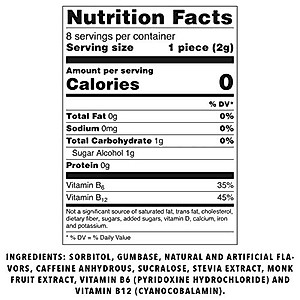 ZENERGY Energy Gum, 50mg of Caffeine Per Piece with B6 and B12 Vitamins, 0 Calories, Sugar and Gluten Free, Non GMO, Vegan and Aspartame Free, Mint Flavour, 8-Count Boxes (Pack of 3)