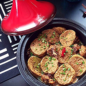 JINXIU Casserole Cast Iron Tagine Pot, Enameled Cast Iron Tangine with Lid for Different Cooking Styles and Temperature Settings, Colorful (Color : Blue)