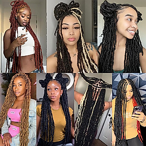 Youngther 24 Inch New Faux Locs Crochet Hair 6Pscks 84 stands Extensible New Goddess Soft Locs Crochet Hair Pre Looped Synthetic Crochet Braiding Hair for Black Women(24inch,6packs,1B)