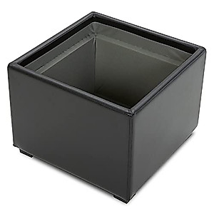 CHITA Storage Ottoman Cube with Tray,Footrest Stool Seat Serve as Side Table, PU Leather in Black