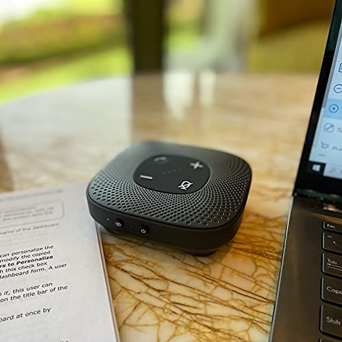CA Essential Speakerphone SP-2000 - USB and Bluetooth Speakerphone, Clear Sound, 360 Degree Noise Cancelling Microphone with 3m Range, 66 Ft BT Wireless Range, by Cyber Acoustics