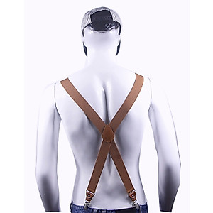 Doloise Adjustable Elastic X Back Style Suspenders for Men's and Women's With Strong Metal Clips (Coffe-01)