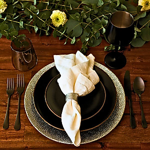 Rickion Charger Plates and Napkin Rings, Set of 6, Silver Chargers for Dinner Plates – Unique, Elegant, Bubble Plate Chargers & Matching Napkin Rings – Thick, Reusable PP Plastic