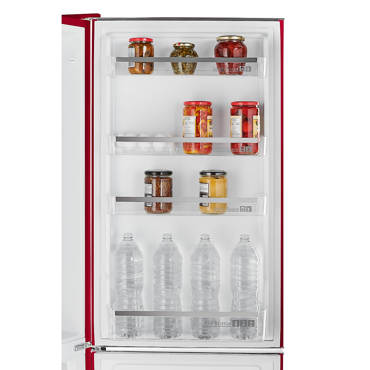 iio Retro Refrigerator With Bottom Freezer - Full Size 24 Inch Wide 11 Cu Ft - Frost Free, Fast Cool, 360° Multiflow Cooling, Space Saving, Environmentally Friendly (Right Hinge, Wine Red)