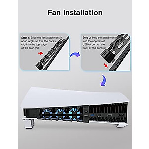 NexiGo PS5 Horizontal Stand with Slient Cooling Fan, [Auto On/Off], [Minimalist Design], Compatible with Playstation 5 Disc & Digital Editions, Built-in LED Light, Extra USB Port, Easy to Install