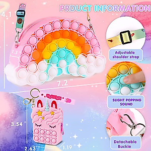 Aucma 2 Pack Purse for Girls Toys Gift Rainbow Cloud Pink Unicorn Crossbody Handbag Bag Kid 3 4 5 6 7 8 9 10 11 12 Years Old Birthday Valentines Christmas Stocking Easter Basket Stuffers Stuff