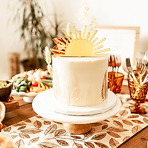 Huray Rayho Sun Acrylic Cake Topper Boho Theme Mirror Cake Topper for Photo Booth Props You Are My Sunshine Birthday Party Supplies First Trip Around the Sun Party Decoration