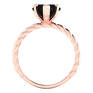 2ct Heart Cut Solitaire Rope Twisted Knot Natural Black Onyx Gem Bridal Designer Anniversary Engagement Ring 14k Rose Gold 8